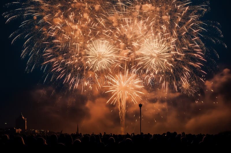 Exploded Fire Work in Night Sky Ai Generated Stock Illustration ...