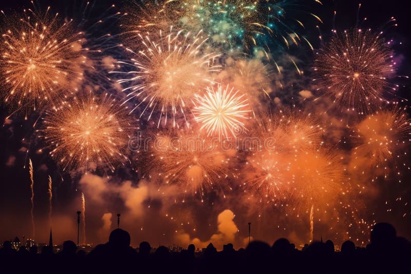 Beautiful Fire Work in Night Sky Ai Generated Stock Illustration ...