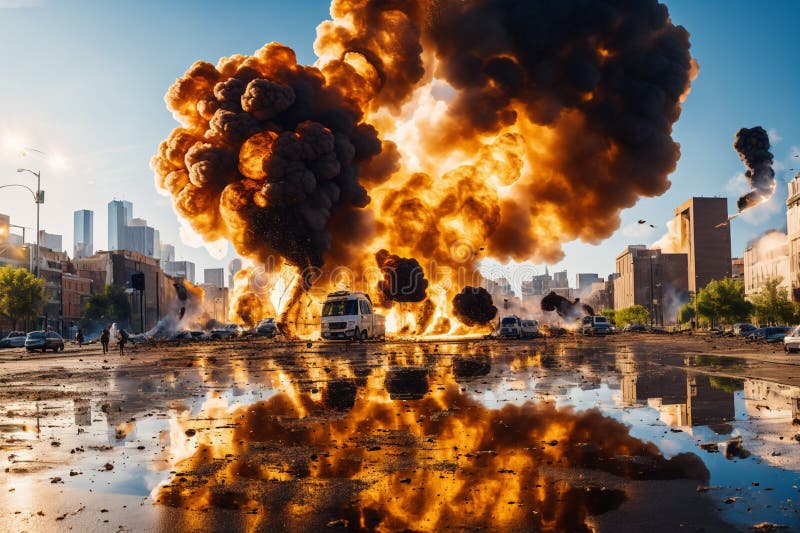 Photo of an Explosion at the Middle Eastern Battle Field Stock ...