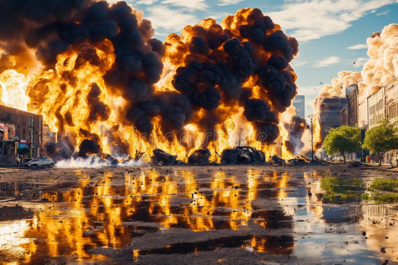 Photo of an Explosion at the Middle Eastern Battle Field Stock ...