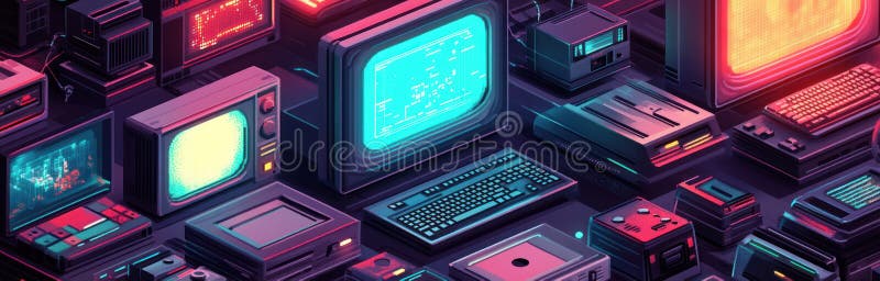 Retro Tech Nostalgia: Pixelated Designs of 80s and 90s Technology with ...