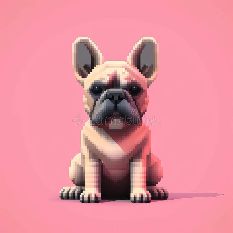 8k 3d Pixel Art of Cute French Bulldog with Surrealistic Poses Stock ...