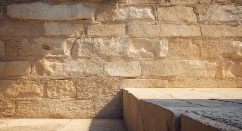 Ancient Sandstone Wall Texture with Steps, Providing a Historical ...