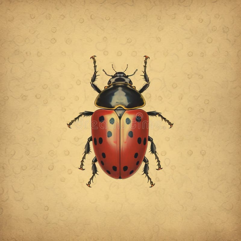 Hyperrealistic Illustration of a Red Ladybug on Beige Background Stock ...