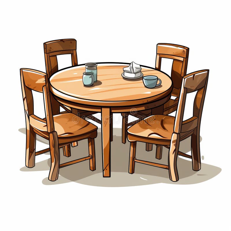 Cartoon Kitchen Table and Chairs Vector Clip Art Stock Illustration ...
