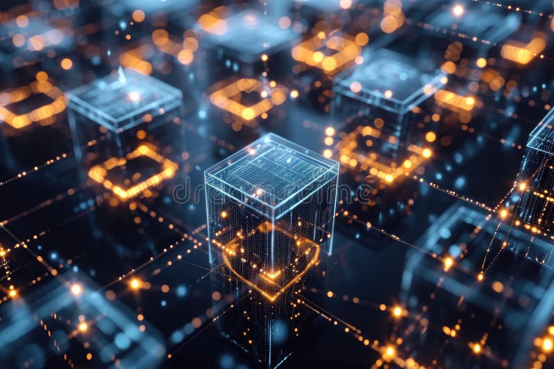 A Photo Featuring a Collection of Cubes Illuminated by Vibrant Glowing ...