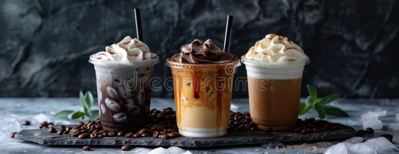Three Different Types of Drinks on a Table Stock Image - Image of three ...