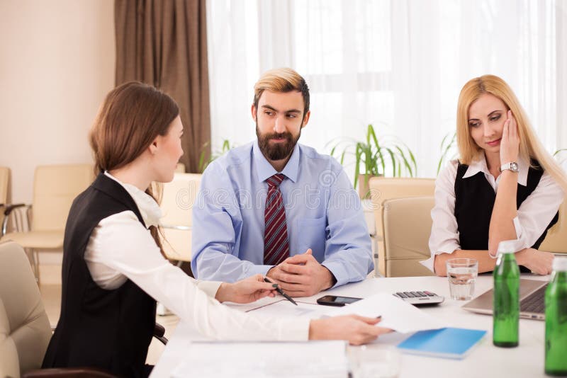 Photo of Female Applicant during Job Interview Stock Photo - Image of ...