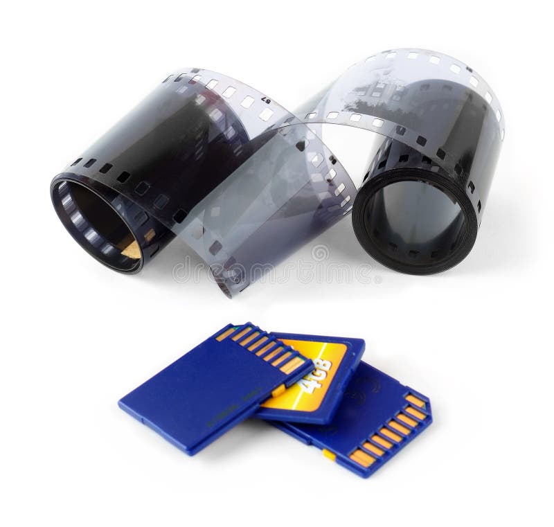 Photo Film and Memory Cards Isolated on White Stock Photo - Image of ...