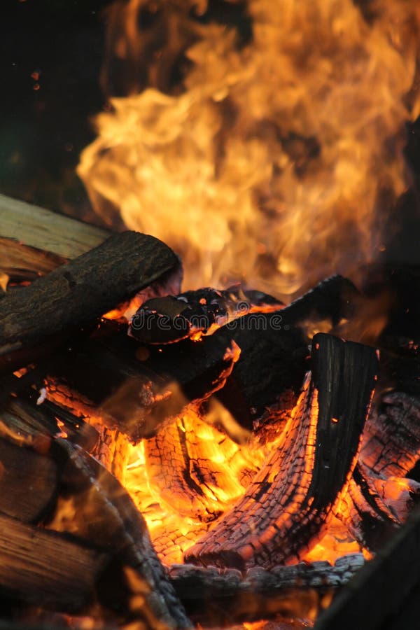 Photo of a Fire, a Hearth from a Pile of Wood Stock Image - Image of ...