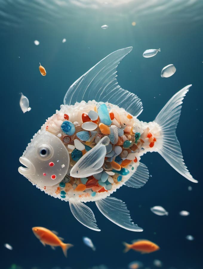 Photo of Fish Made of Microplastics and Waste in Ocean, Concept of ...
