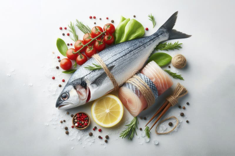 Photo of Fish Meat on Solid White Background. Ai Generative Stock ...