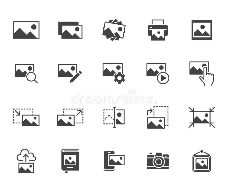 Photo Printing Flat Icon Set. Brand Identity Printed on Products Like ...