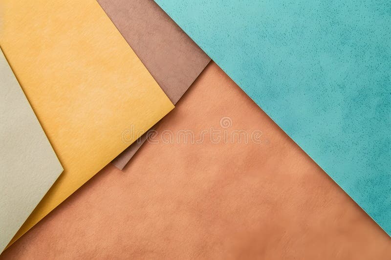 Flat Lay of Mustard, Teal, and Brown Paper Textures - AI Generated ...