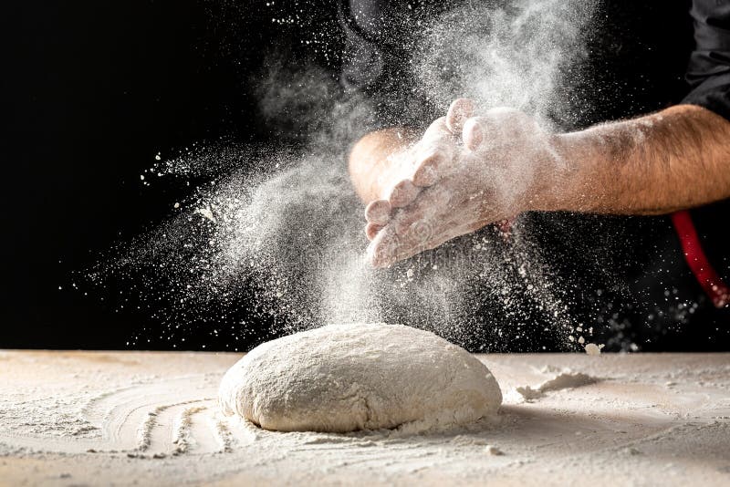Photo of Flour and Old Woman, Grandmother Hands with Flour Splash ...