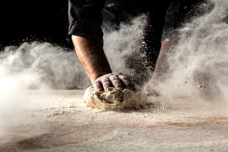 Photo of Flour and Old Woman, Grandmother Hands with Flour Splash ...