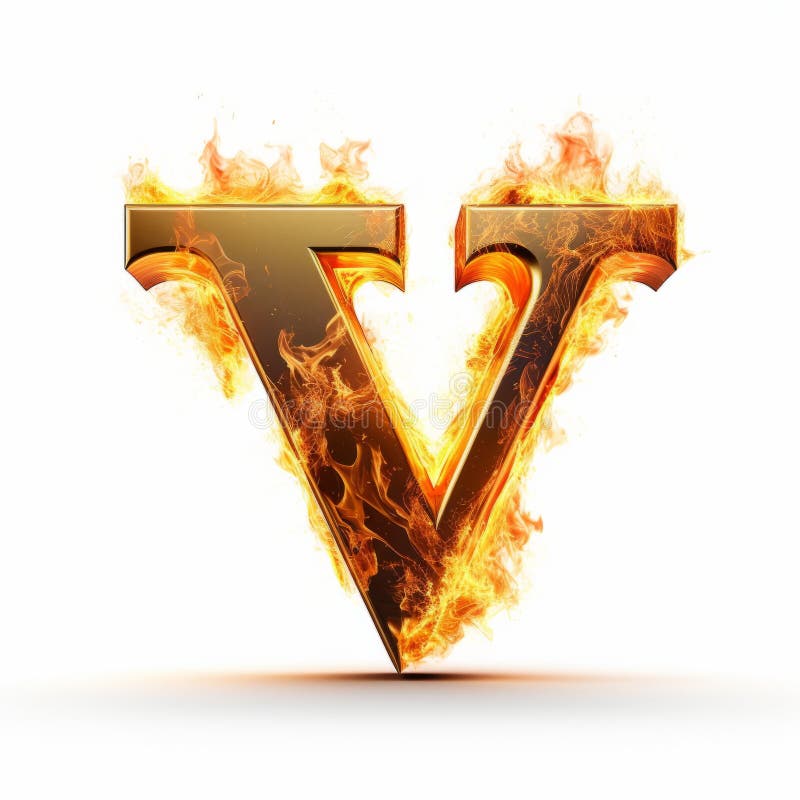 Luxury Fire Text Effect: Burning Flames Over the Letter V Stock ...