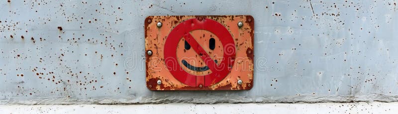 Photo of a Formal Warning Sign Declaring No Smiling Against a Neutral ...
