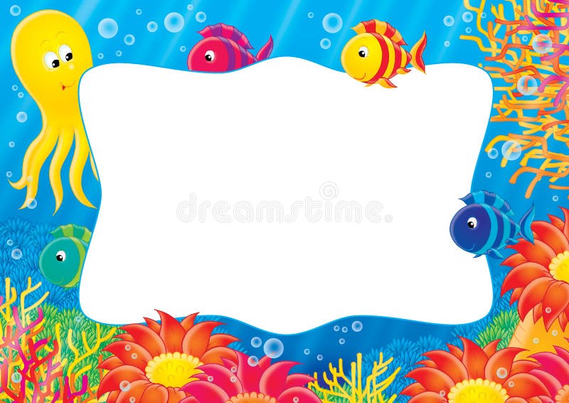 Border of tropical fishes stock illustration. Illustration of scrapbook ...