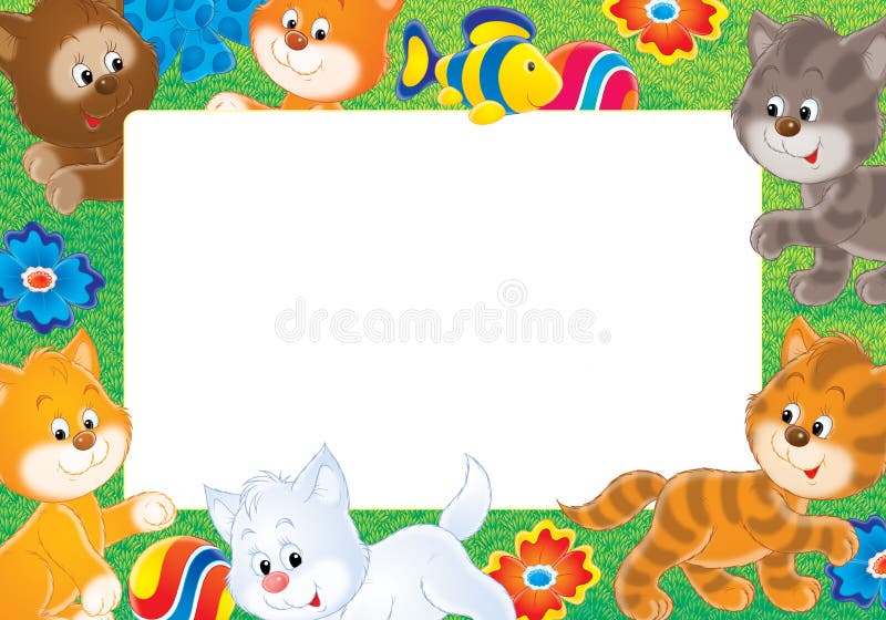Frame With Cheerful Kittens Stock Vector - Illustration of predator ...