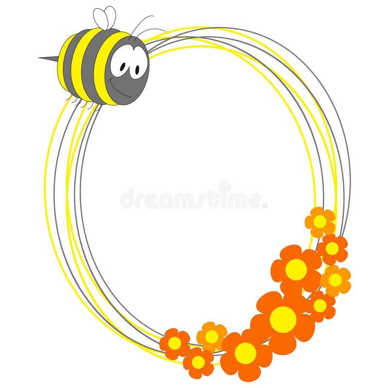 Photo Frame with Bee and Flowers Stock Vector - Illustration of gift ...