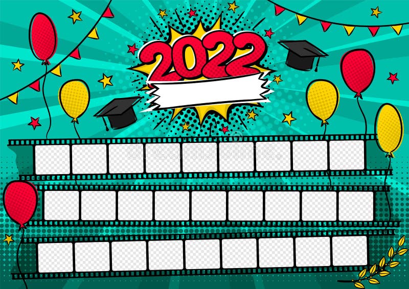 Our Class Photo Frame in Pop Art Style. Bright Page for Graduate Photos ...