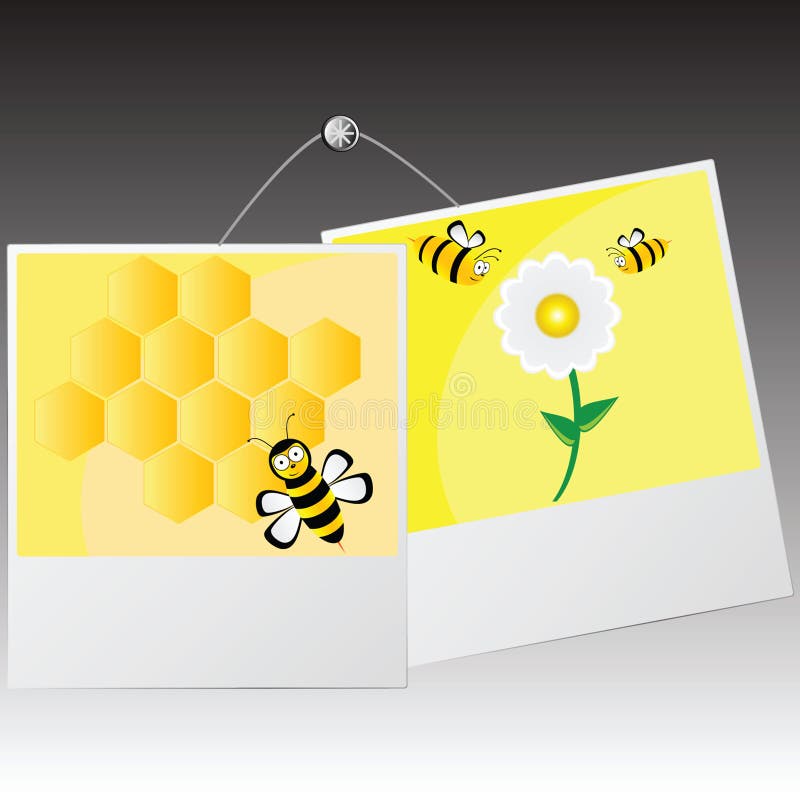 Photo frame with cute bee stock vector. Illustration of painting - 47559959