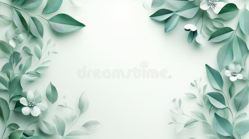 Photo Frame with Emerald Leaves and Floral Silhouette Stock Photo ...