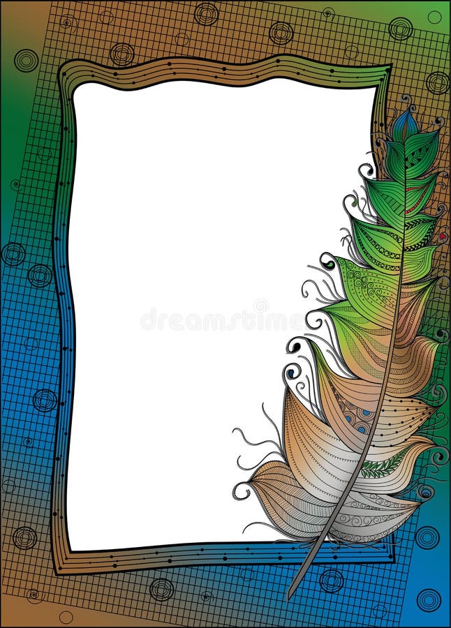 Photo-frame with feather stock illustration. Illustration of figure ...