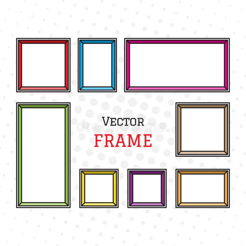 Photo Frame in Flat Style, on Background. Set of Empty Picture Frames ...