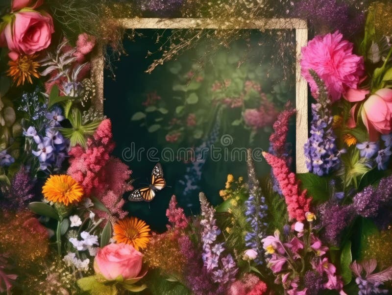 Frame from Garden and Wild Flowers Stock Illustration - Illustration of ...