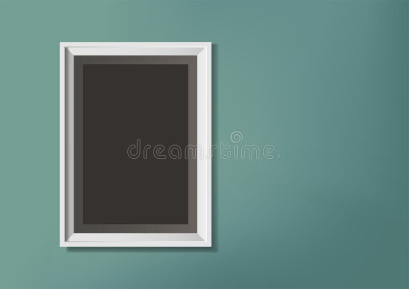 Photo frame on green wall stock vector. Illustration of empty - 176457038