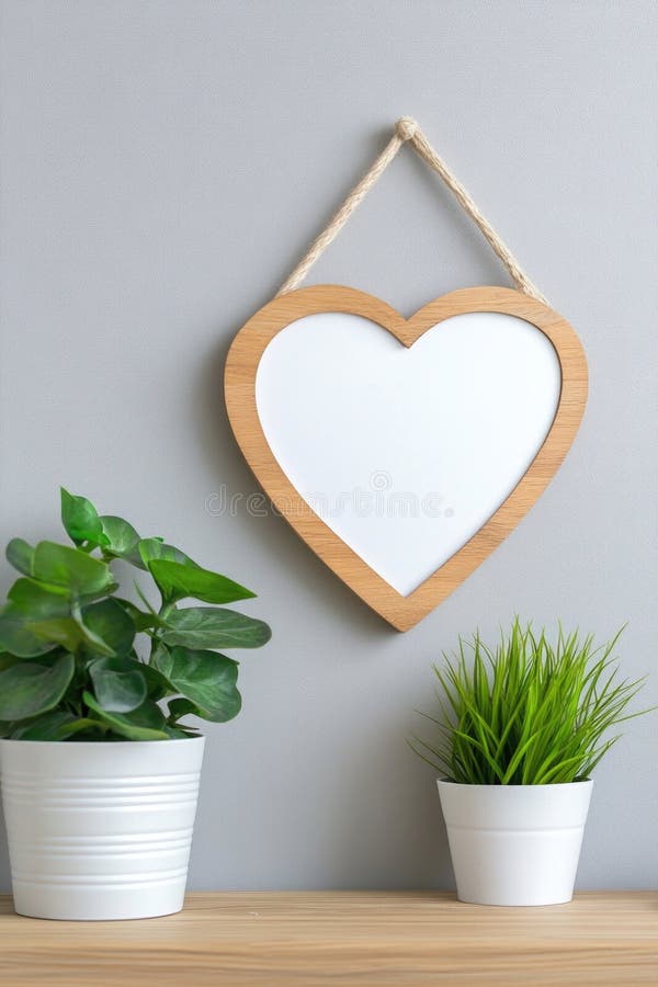 Photo Frame of Heart Shape for Mockup Design on Light Wall Background ...