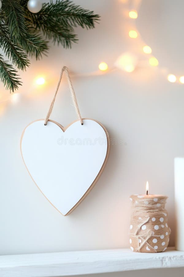 Photo Frame of Heart Shape for Mockup Design on Light Wall Background ...