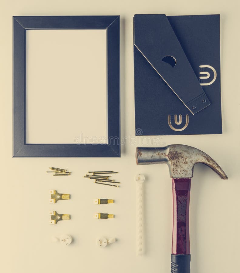 Photo Frame Installation Equipments. Stock Photo - Image of putting ...
