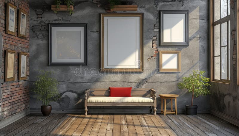 Photo Frame Interior Design Background. Stock Illustration ...