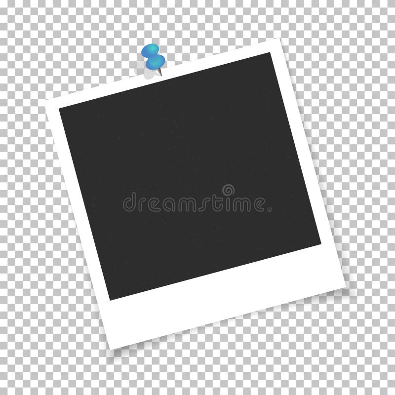 Photo Frame Isolated on Square Background and Pinned Push Button Stock ...