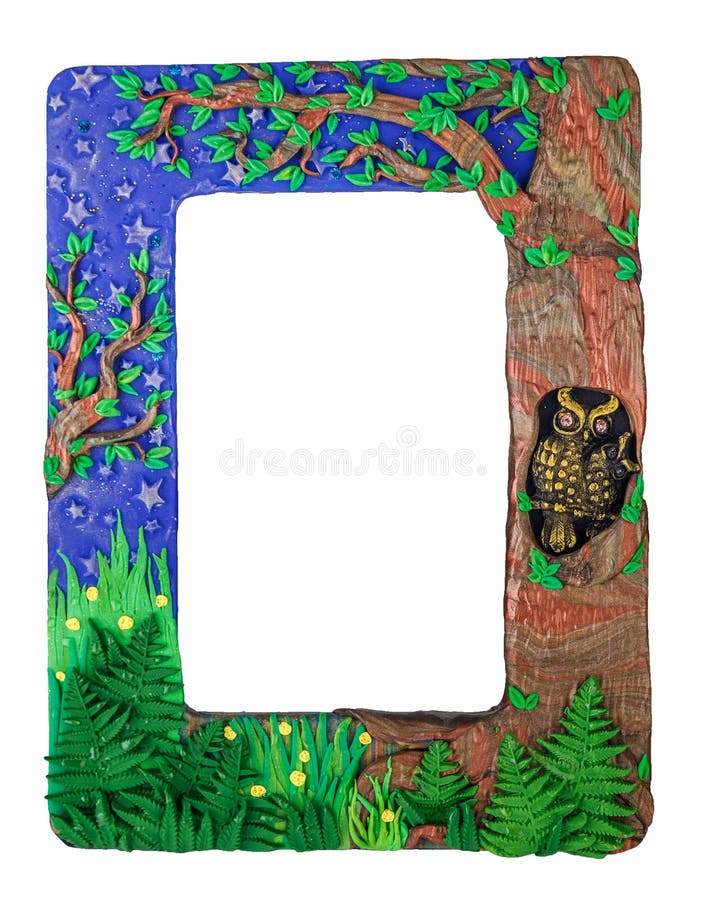 Photo Frame Made from Polymer Clay Handmade Crafted Tree Forest Stock ...