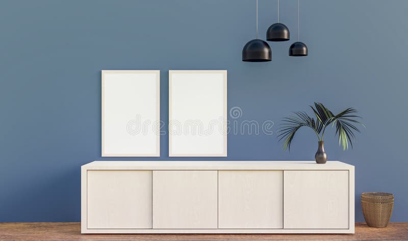 Photo Frame Mock Up in Minimal Room Stock Illustration - Illustration ...