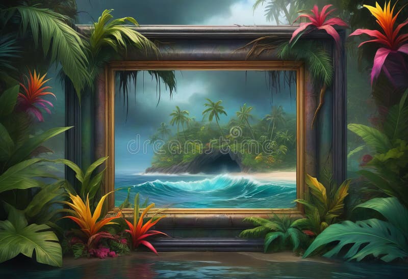 Photo Frame Mockup with Dramatic Lighting Stock Illustration ...