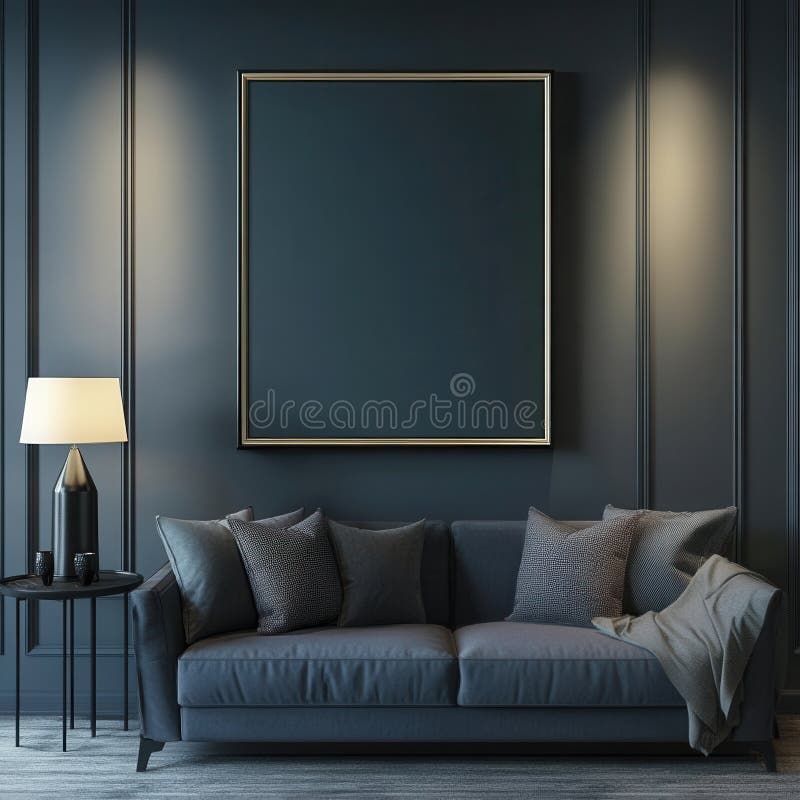 Photo frame in modern room stock image. Image of modern - 360451883