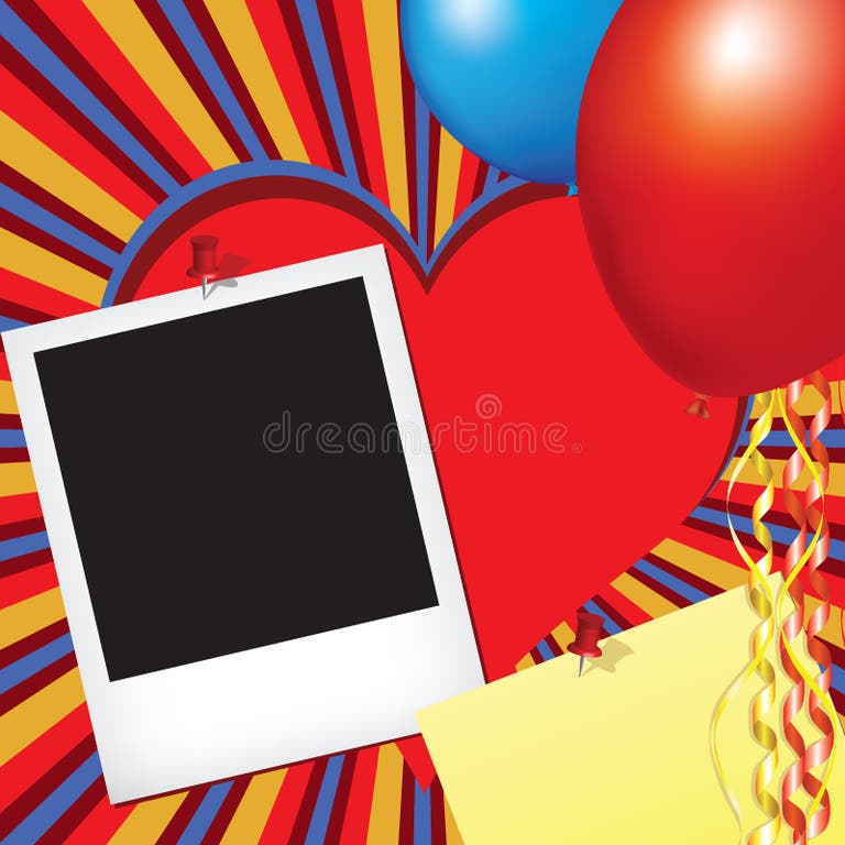 Photo Frame and Note Pad with Party Decorations Stock Vector ...