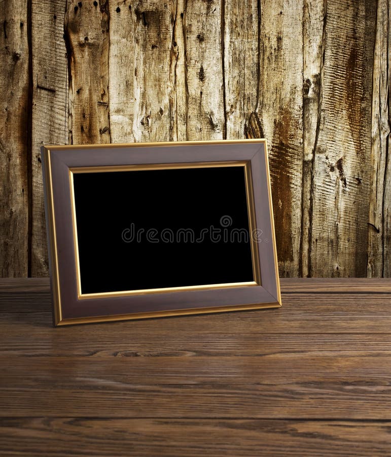 Photo Frame on Old Wooden Table Stock Photo - Image of obsolete, brown ...