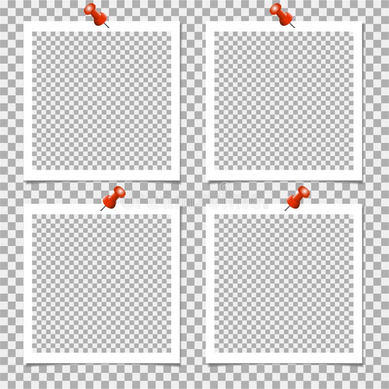 Polaroid Photo Frame with Pin on Grey Background. Vector Illustration ...