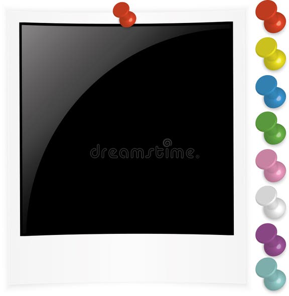 Photo frame with pin set stock vector. Illustration of album - 34506260