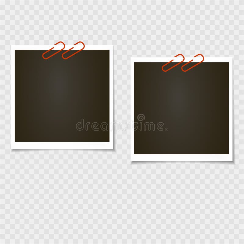 Photo Frame. Polaroid Frame, Vector with Pin, Staple, Paper Clip ...
