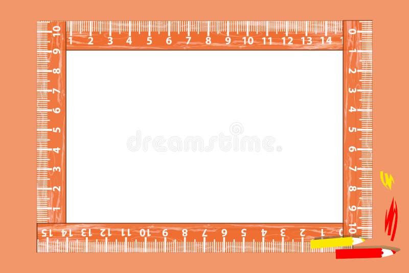 Photo Frame with Ruler and Pencils Stock Illustration - Illustration of ...