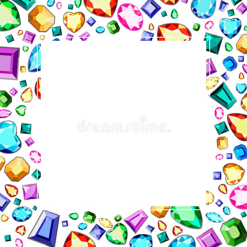 Photo Frame with a Set of Multi-colored Diamonds Stock Vector ...