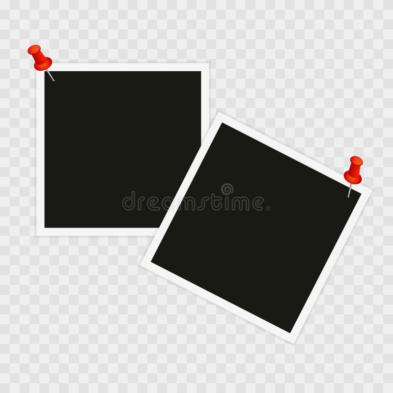 Photo Frame with Straight Pin, Drawing Pin, Thumbtack. Template, Blank ...