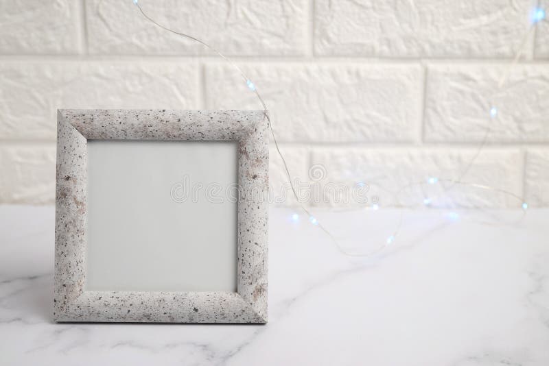 Photo Frame on Table Mockup Stock Image - Image of hipster, front ...